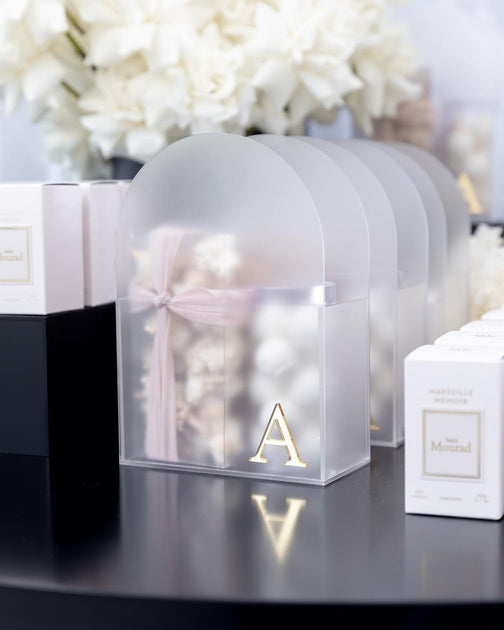 10x Frosted Arch Boxes With Acrylic Inital – Letters By Loulou